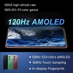 ASHATA Unlocked Android 10 Smartphone Cellphone, 6.82 inch HD Fingerprint/Face Unlock 4G Net Mobile Phone, Dual SIM, 6GB RAM 128GB ROM, 5MP 24MPCamera, 7300mAh Battery, Gold(US)