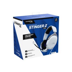 HyperX Cloud Stinger 2 Core - Gaming Headset for Playstation, Lightweight Over-Ear Headset with mic, Swivel-to-Mute Function, 40mm Drivers - White