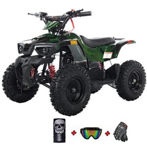 x-pro bolt 40cc atv 4 wheelers 40cc atv quads quad with gloves, goggle and face mask (green camo)