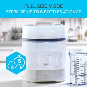 Chicco Baby Bottle Steam Sterilizer 3 in 1 modular system - eliminates 99.9% of harmful bacteria in baby bottles, quickly and naturally with the power of steam, White/Grey