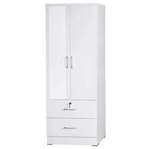 better home products grace armoire wardrobe with mirror & drawers in white