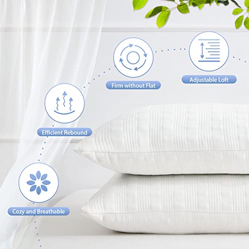 Meoflaw Cooling Pillows for Sleeping Standard Size Set of 2,Shredded Memory Foam Bed Pillow with Double Sided Material Pillowcase,Adjustable Loft Standard Pillow for Side & Back Sleeper-Medium Firm