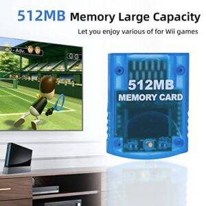 Tolesum Memory Card 512MB(8192 Blocks) 4 Data Areas for Gamecube and Wii Console, Blue 512MB