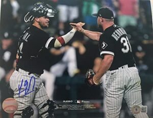 yasmani grandal chicago white sox catcher signed autographed 8x10 photo beckett coa - yaz celebrating win with liam hendriks