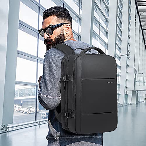 BANGE Travel Backpack, Carry On Backpack Durable Convertible Duffle Bag Fit for 17.3 Inch Laptop for Men and Women (35LBlack(with3 cubes), Mudiem)