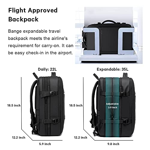 BANGE Travel Backpack, Carry On Backpack Durable Convertible Duffle Bag Fit for 17.3 Inch Laptop for Men and Women (35LBlack(with3 cubes), Mudiem)