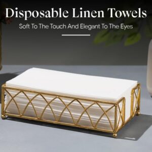 100 Disposable Linen Feel Guest Towels - Paper Hand Towels for Bathroom - Cloth Like White Paper Towel - Cocktail Hand Napkins - Highly Absorbent, Soft Fancy Guest Hand Towels 12" X 17" (Pack Of 100)