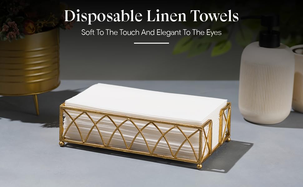 100 Disposable Linen Feel Guest Towels - Paper Hand Towels for Bathroom - Cloth Like White Paper Towel - Cocktail Hand Napkins - Highly Absorbent, Soft Fancy Guest Hand Towels 12" X 17" (Pack Of 100)