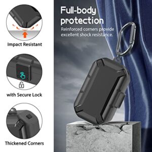 TOLUOHU Case for Bose QuietComfort Earbuds Case with Lock, Shock-Absorbing Protective PC+TPU Security Lock Case Cover Compatible with Bose QuietComfort Earbuds for Men Women with Keychain (Black)