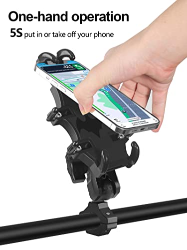 ZIDIYORUO Motorcycle ATV Phone Holder, Aluminum Heavy Duty Phone Mount for Motorcycle Universal 7/8"-9/8" Handlebars, Fit for All iPhone 14 13 12 Pro Max Android Samsung Smart Devices