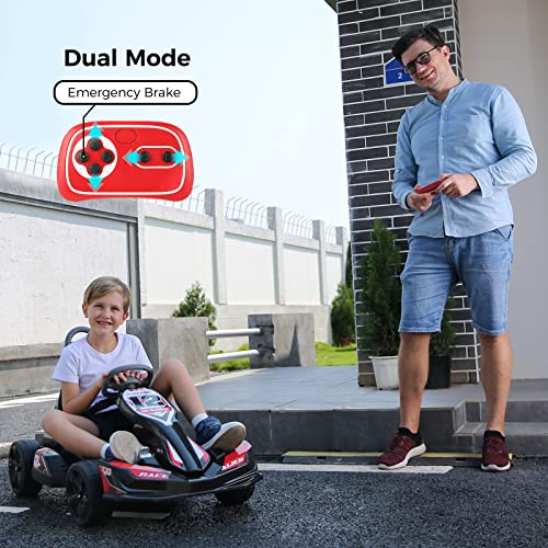 ELEMARA Electric Go Kart for Kids, 12V 2WD Battery Powered Ride On Cars with Parent Remote Control for Boys Girls,Vehicle Toy Gift with Adjustable Seat,Safety Belt,USB Port,Horn,Black