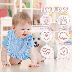 JaGely 12 Piece Baby Muslin Bibs Bandana Drool Bibs for Boys and Girls Soft Adjustable Baby Bibs Cotton Teething and Drooling Bibs for Baby Toddler Infant