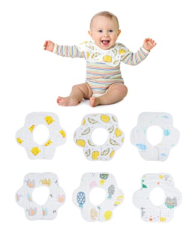 Muslin Baby Bibs 6 Pack Baby Bandana Drool Bibs 100% Cotton for Teething and Drooling, 6 Set for Unisex Boys Girls