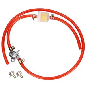 mtatcn inline fuel switch gasoline filter tubing set with 6* clamps for 50cc 70cc 110cc 125cc 150cc 250cc baja ba150 atv 4 wheeler gas scooter mini bike dirt bike go kart red