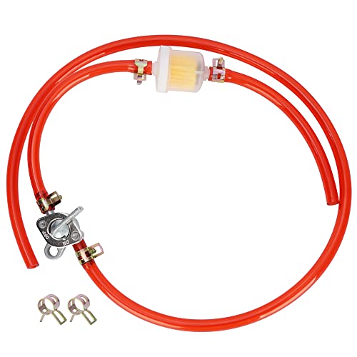 MTATCN Inline Fuel Switch Gasoline Filter Tubing Set with 6* Clamps for 50cc 70cc 110cc 125cc 150cc 250cc Baja BA150 ATV 4 Wheeler Gas Scooter Mini Bike Dirt Bike Go Kart Red