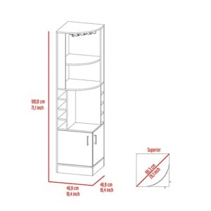 Tuhome Syrah Corner Bar Cabinet with 8 Wine Cubbies, 2 Cabinets, 2 Open Shelves, and Glass Rack, Dark Brown