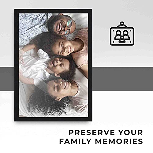 9x24 Frame Black Real Wood Picture Frame Width 0.75 Inches | Interior Frame Depth 0.5 Inches | Noir Classique Mid Century Photo Frame Complete with UV Acrylic, Foam Board Backing & Hanging Hardware