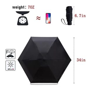 Allfourior Small Mini Travel Umbrella Compact Lightweight Portable Parasol Outdoor Sun&Rain Umbrellas