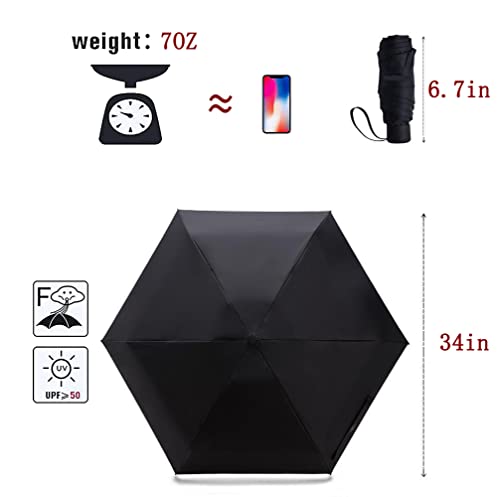 Allfourior Small Mini Travel Umbrella Compact Lightweight Portable Parasol Outdoor Sun&Rain Umbrellas