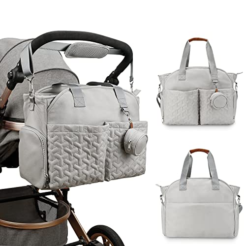 Lmbabter Diaper Tote Bag-Breast Pump Bag Diaper Organizer Bag with Pacifier Case Mommy Baby Bag for Work,Weekender