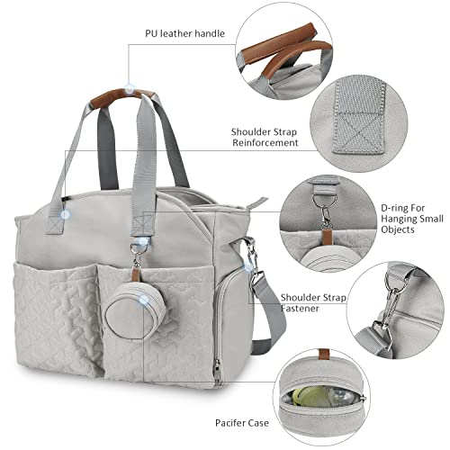 Lmbabter Diaper Tote Bag-Breast Pump Bag Diaper Organizer Bag with Pacifier Case Mommy Baby Bag for Work,Weekender