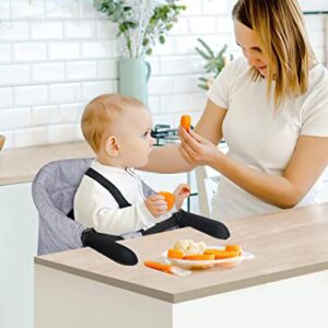 ATHRADIES Hook on High Chair with Mat, Clip on High Chairs for Babies and Toddlers, High Chair That Attaches to Table, Portable High Chair for Travel, Travel High Chair with Carrying Bag,Grey