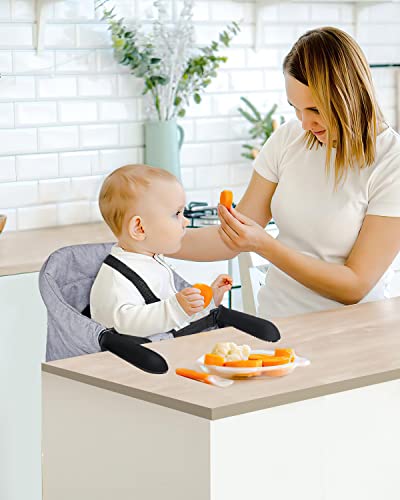 ATHRADIES Hook on High Chair with Mat, Clip on High Chairs for Babies and Toddlers, High Chair That Attaches to Table, Portable High Chair for Travel, Travel High Chair with Carrying Bag,Grey