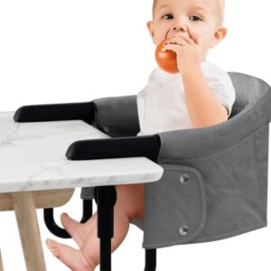 ATHRADIES Hook on High Chair with Mat, Clip on High Chairs for Babies and Toddlers, High Chair That Attaches to Table, Portable High Chair for Travel, Travel High Chair with Carrying Bag,Grey