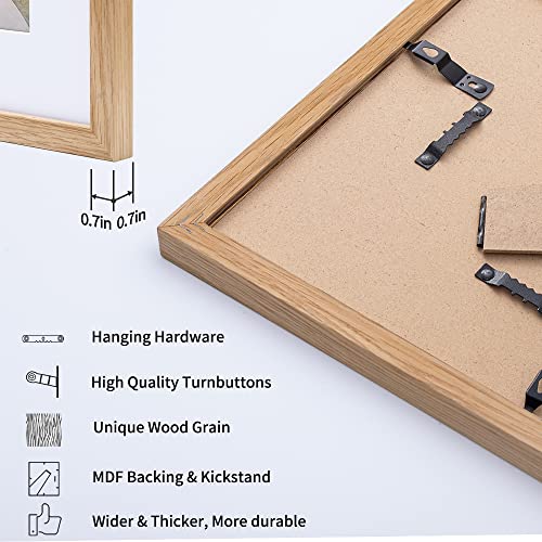 Axeman 8x10 Picture Frame with Mat for 5x7, Solid Oak Wood Picture Frames Set of 2 Packs, Natural Wood Frame for Wall and Tabletop Display Photo Frame with Tempered Glass for Home Decor Nature