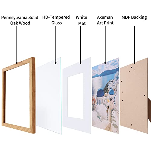 Axeman 8x10 Picture Frame with Mat for 5x7, Solid Oak Wood Picture Frames Set of 2 Packs, Natural Wood Frame for Wall and Tabletop Display Photo Frame with Tempered Glass for Home Decor Nature