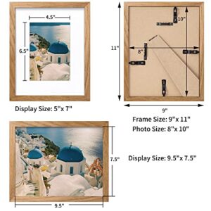 Axeman 8x10 Picture Frame with Mat for 5x7, Solid Oak Wood Picture Frames Set of 2 Packs, Natural Wood Frame for Wall and Tabletop Display Photo Frame with Tempered Glass for Home Decor Nature