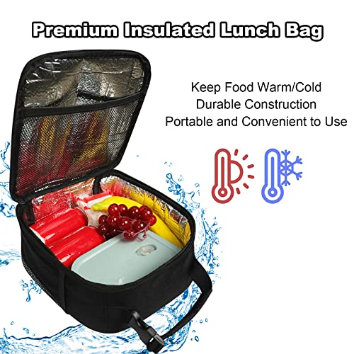 Femuar Lunch Box for Men Women Adults, Small Lunchbox for Work Picnic - Reusable Lunch bag Portable Lunch tote, Black