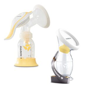 medela manual breast pump set - perfect pair bundle, includes harmony manual breast pump & silicone breastmilk collector