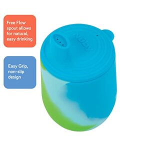 Nuby Silicone Tie-dye First Training Cup with Free Flow Soft Spout - 6oz, 6+ Months, Blue/Green