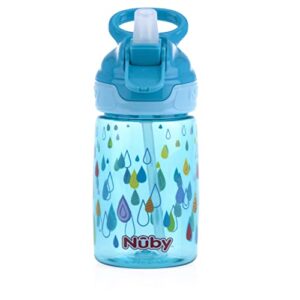 Nuby Kid’s Flip-it Reflex Push Button On-The-Go Printed Water Bottle with Soft Spout - 12oz / 360ml, 18+ Months, 1pk Print May Vary