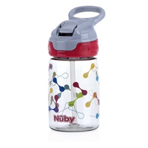 Nuby Kid’s Flip-it Reflex Push Button On-The-Go Printed Water Bottle with Soft Spout - 12oz / 360ml, 18+ Months, 1pk Print May Vary