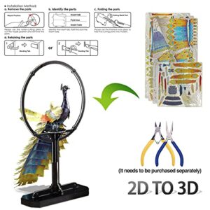 Piececool 3D Puzzles for Adults, Gorgeous Peacock 3D Metal Model Building Kits, Challenging Brain Teaser 3D Puzzles DIY Assembling Crafts Kit Creative Gfits Home Decor