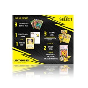 CCG Select Pikachu Lightning Box Collector’s Set Bundle w/ 3 Booster Packs, Ultra Rare & More! Compatible with Pokemon Cards