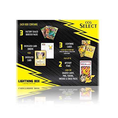 CCG Select Pikachu Lightning Box Collector’s Set Bundle w/ 3 Booster Packs, Ultra Rare & More! Compatible with Pokemon Cards