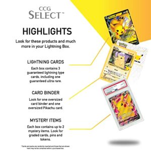 CCG Select Pikachu Lightning Box Collector’s Set Bundle w/ 3 Booster Packs, Ultra Rare & More! Compatible with Pokemon Cards