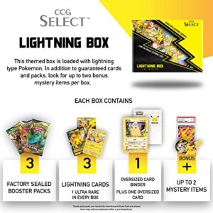 CCG Select Pikachu Lightning Box Collector’s Set Bundle w/ 3 Booster Packs, Ultra Rare & More! Compatible with Pokemon Cards