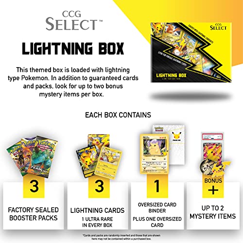 CCG Select Pikachu Lightning Box Collector’s Set Bundle w/ 3 Booster Packs, Ultra Rare & More! Compatible with Pokemon Cards