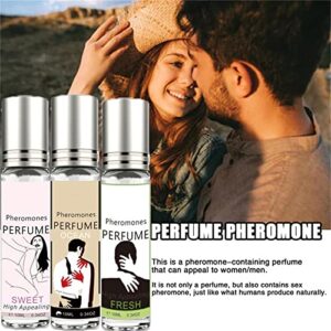 Pheromones Infused Essential Oil Perfume Cologne - Unisex for Women/Men, Refreshing & Long-Lasting Light Fragrance Pheromone Perfume Roll On Perfume Party Perfume 10ml, 0.34 Oz (Sweet)