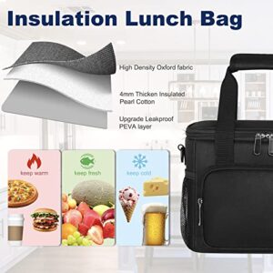 Deosk Lunch Box for Men/Women,Insulated Lunch Bag Cooler Bag,Leak-Proof Large Beach Cooler Adult Lunch Box for Work/Picnic/Travel(M-black)