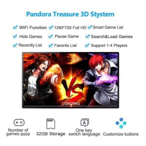 GWALSNTH 3D Pandora Box TT Arcade Game Console, 8000 HDMI Video Games with WiFi Function, Search/Save/Hide/ Pause Games,Favorite List,Up to 4 Players …