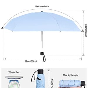 Eccliy 4 Pieces Mini Travel Umbrella with Case Small Umbrella for Sun and Rain Compact Portable Lightweight UV Umbrella Tiny Folding Pocket Umbrella for Backpack Women (Pink, Blue, Purple, Green)