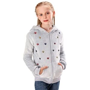 V.&GRIN Girl Zip up Hoodie Sweatshirt Soft Fuzzy Fleece Jacket with Pocket for Girls 5-16 Years