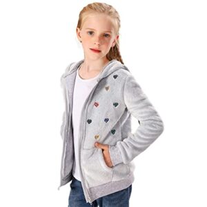 V.&GRIN Girl Zip up Hoodie Sweatshirt Soft Fuzzy Fleece Jacket with Pocket for Girls 5-16 Years