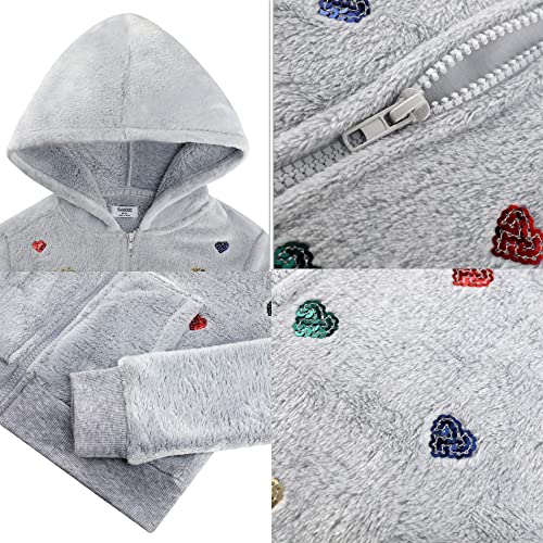 V.&GRIN Girl Zip up Hoodie Sweatshirt Soft Fuzzy Fleece Jacket with Pocket for Girls 5-16 Years