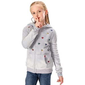 V.&GRIN Girl Zip up Hoodie Sweatshirt Soft Fuzzy Fleece Jacket with Pocket for Girls 5-16 Years